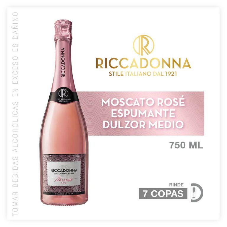 Espumante Riccadonna Moscato Rose Botella 750 mL | Tottus Perú