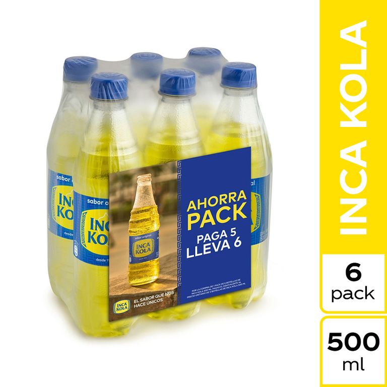 Gaseosa Inca Kola Sixpack Botella 500 mL | Tottus Perú