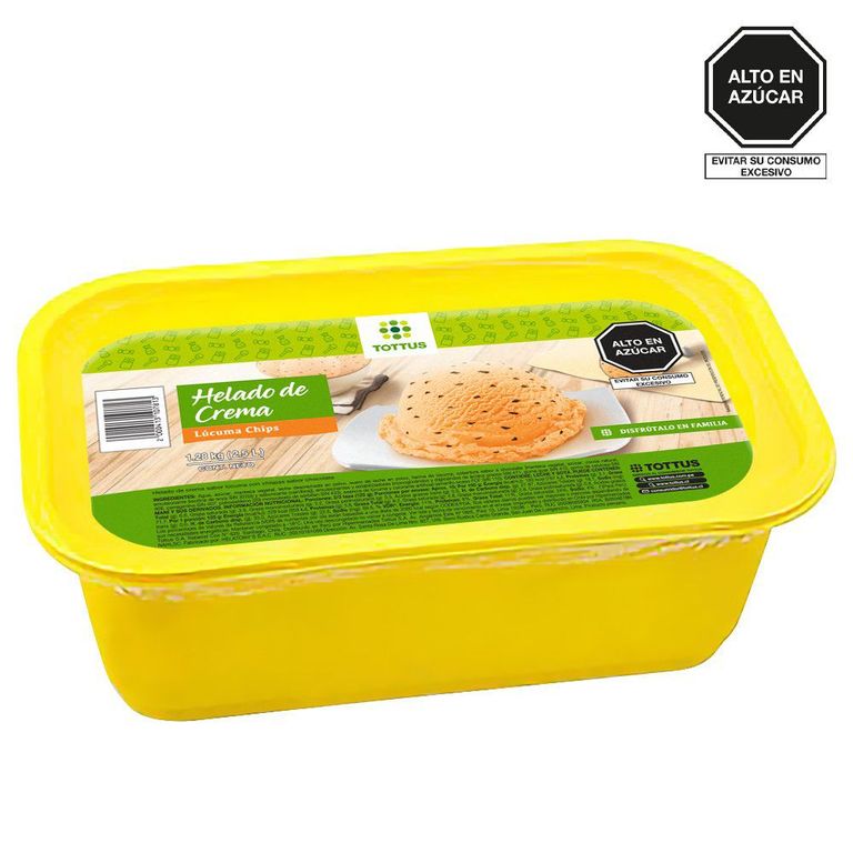 Helado de Crema Lúcuma Chips Tottus Pote 2.5 L | Tottus Perú