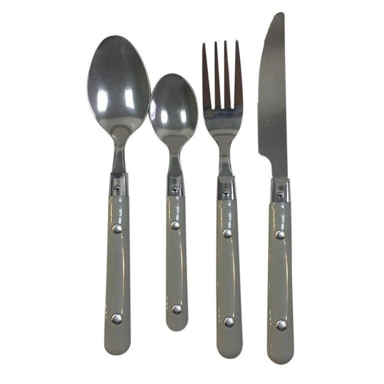 Juego de Cubiertos Mango Plástico Gris x 16 piezas | Tottus Perú