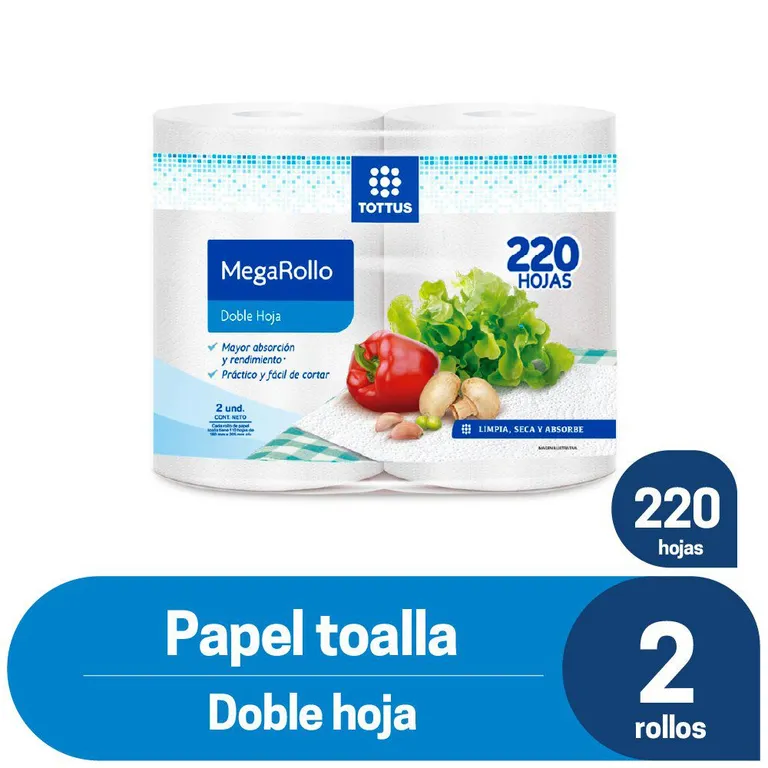 Papel Toalla Tottus Mega Rollo Empaque 2 Und | Tottus Perú