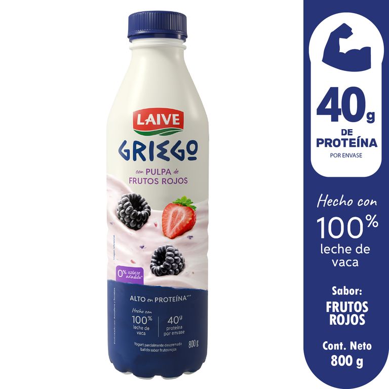 Yogurt Laive Griego Frutos Rojos Botella 800 g | Tottus Perú