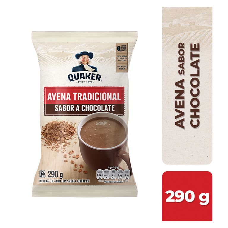 Avena Quaker Tradicional Chocolate Bolsa 290 g | Tottus Perú