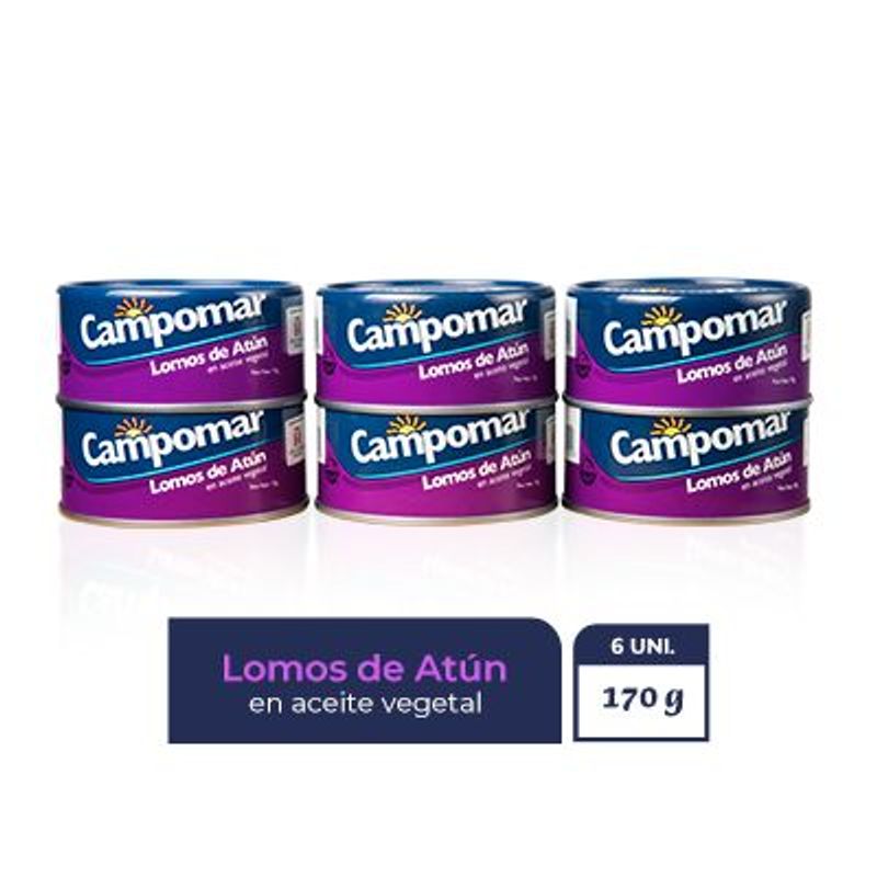 Sixpack Lomo De Atún Aceite Vegetal Campomar x 170 g | Tottus Perú