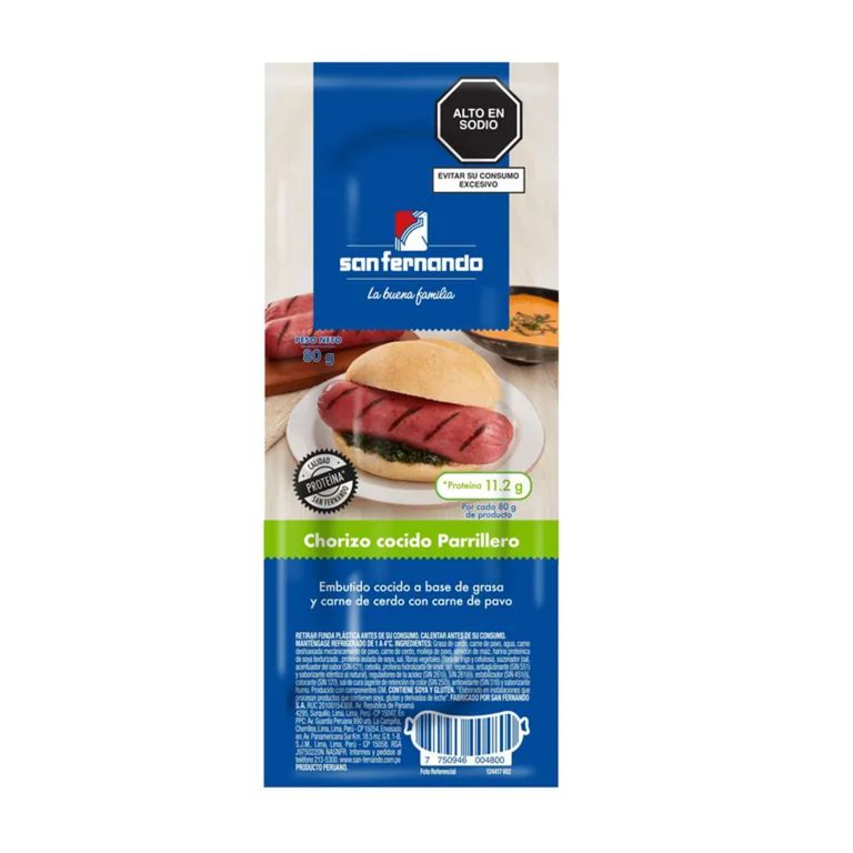 Chorizo Cocido Parrillero San Fernando 80 g | Tottus Perú