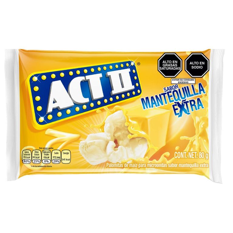 Pop Corn Act II Mantequilla Extra Empaque 80 g | Tottus Perú
