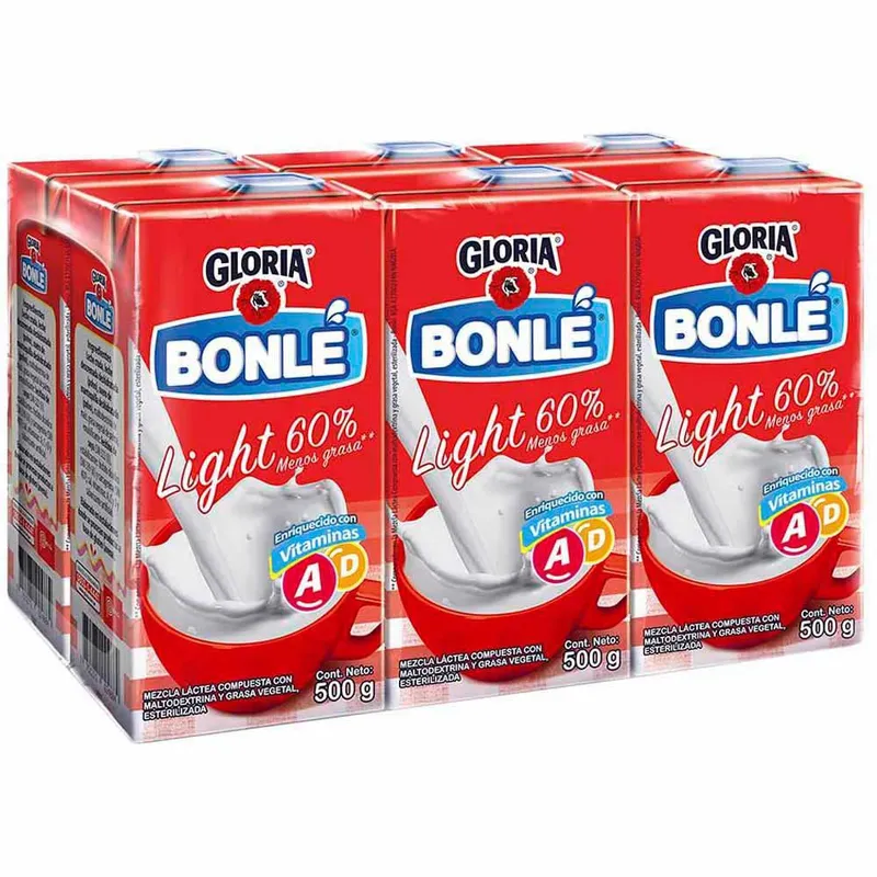 6PK MEZCLA LACTEA COMPUESTA BONLE LIGHT X500G | Tottus Perú