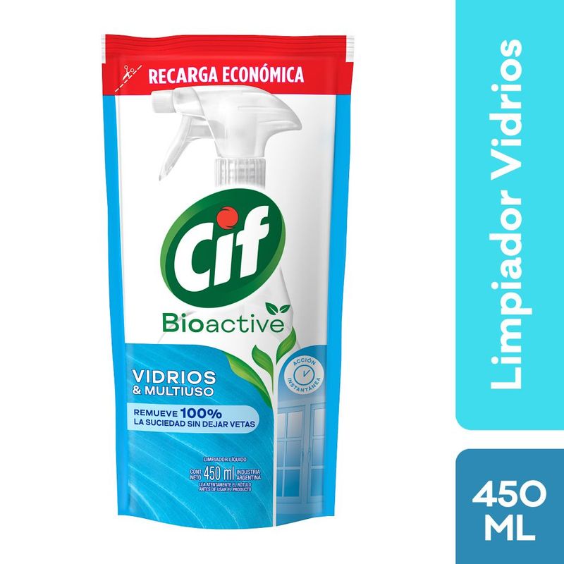 Limpiavidrios Líquido Cif Multiusos Doypack 450 mL | Tottus Perú