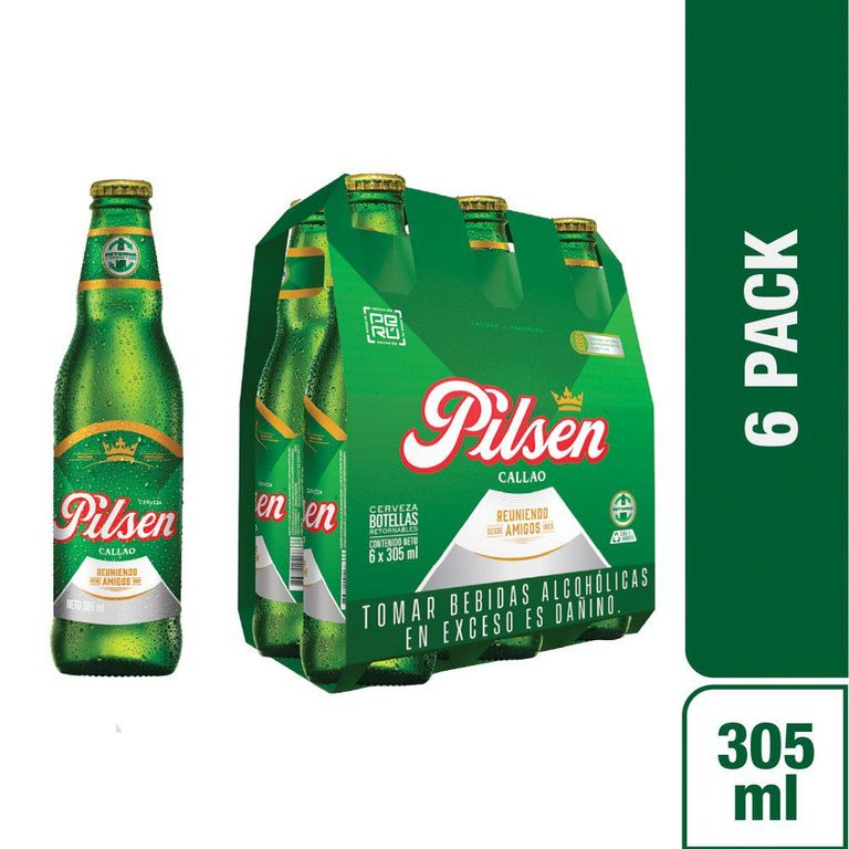 Cerveza Pilsen Sixpack Botella 305 mL | Tottus Perú
