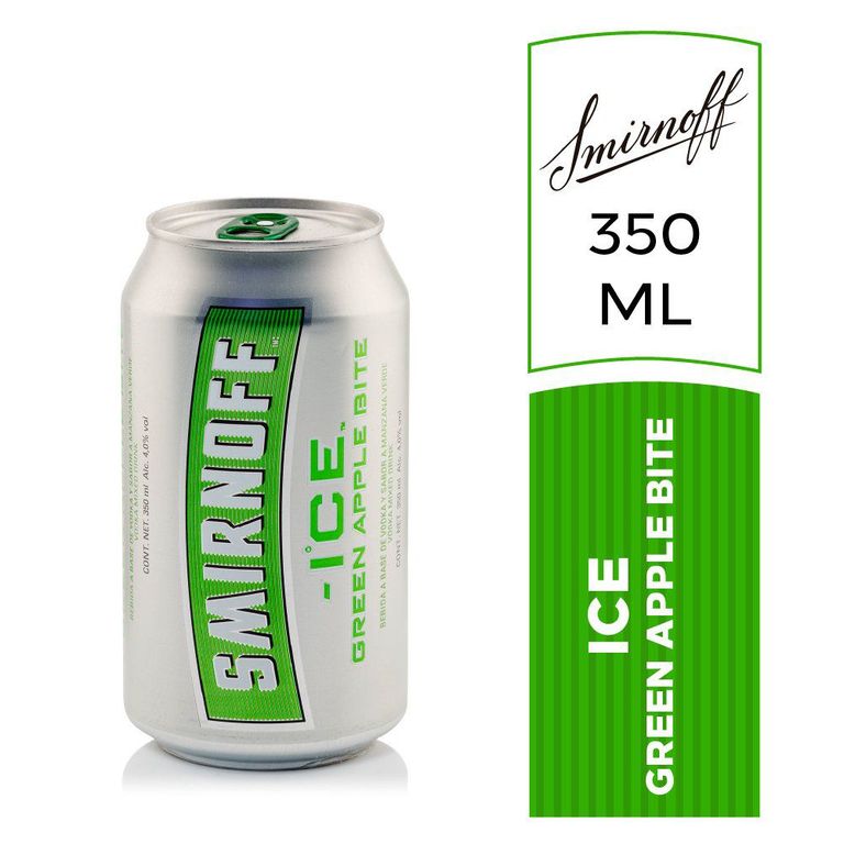 Bebida RTD Smirnoff Vodka Ice Green Apple Lata 350 mL | Tottus Perú
