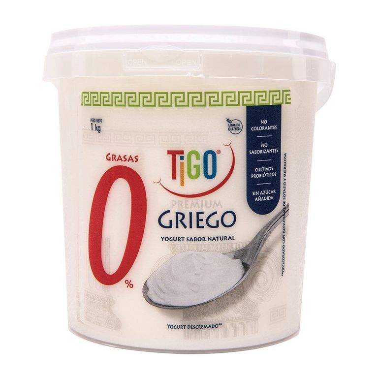 Yogurt Griego Tigo Natural Descremado Envase 1 Kg | Tottus Perú