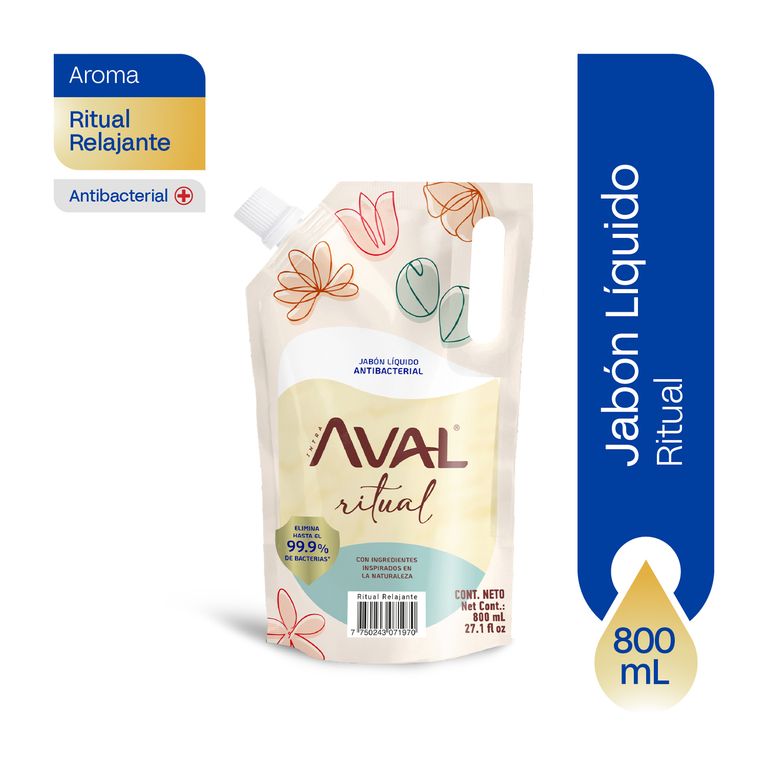 Jabón Líquido Antibacterial Aval Ritual Doypack 800 mL | Tottus Perú