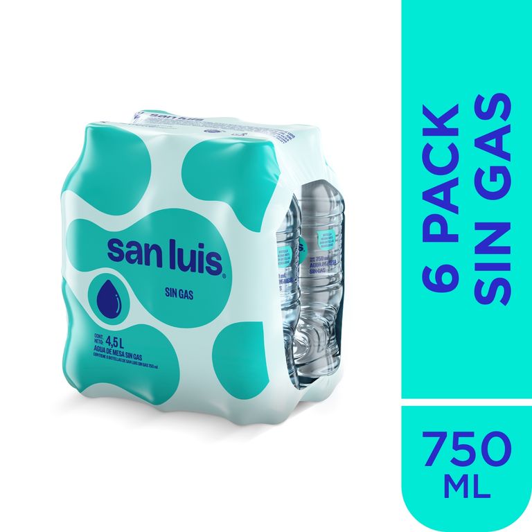 Agua de Mesa San Luis Sin Gas Sixpack Botella 750 mL | Tottus Perú