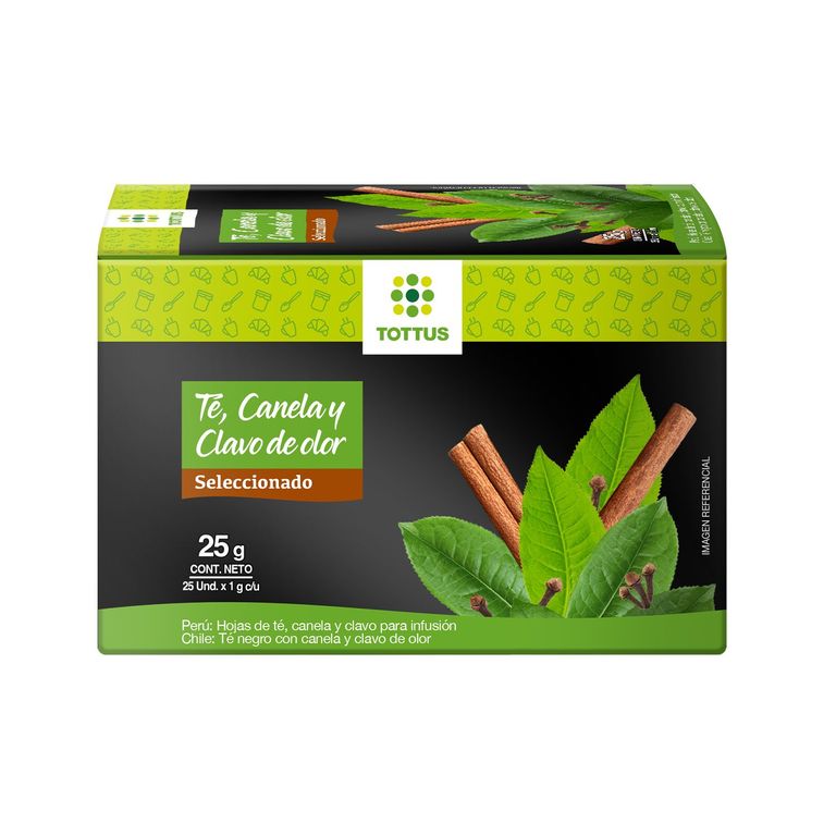 Té Canela y Clavo Tottus Caja 25 Sobres | Tottus Perú