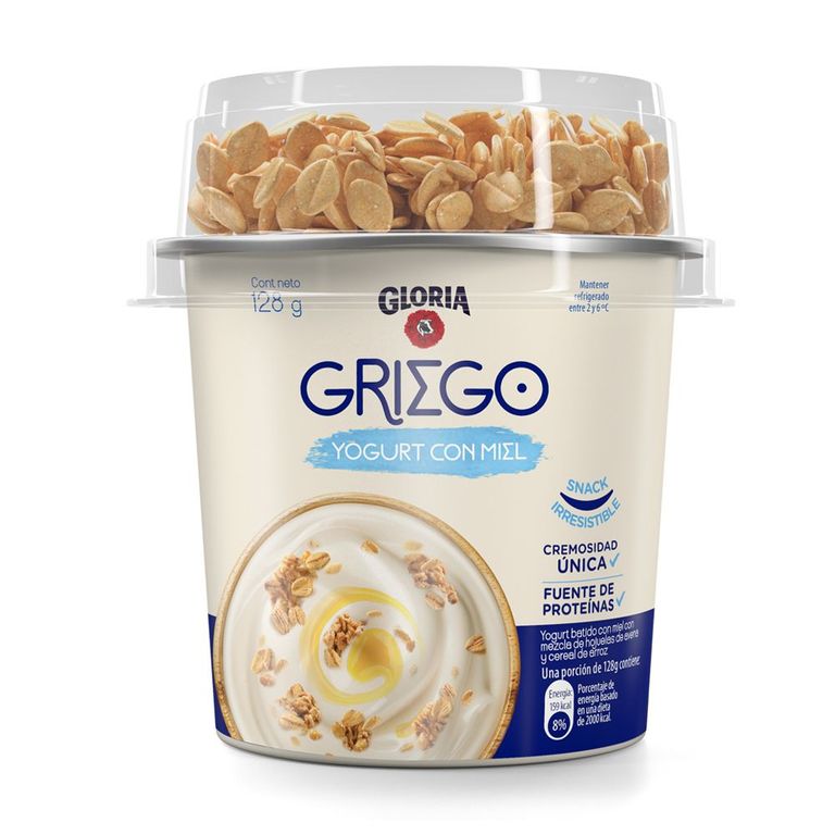 Yogurt Gloria Griego con Miel Envase 128 g | Tottus Perú