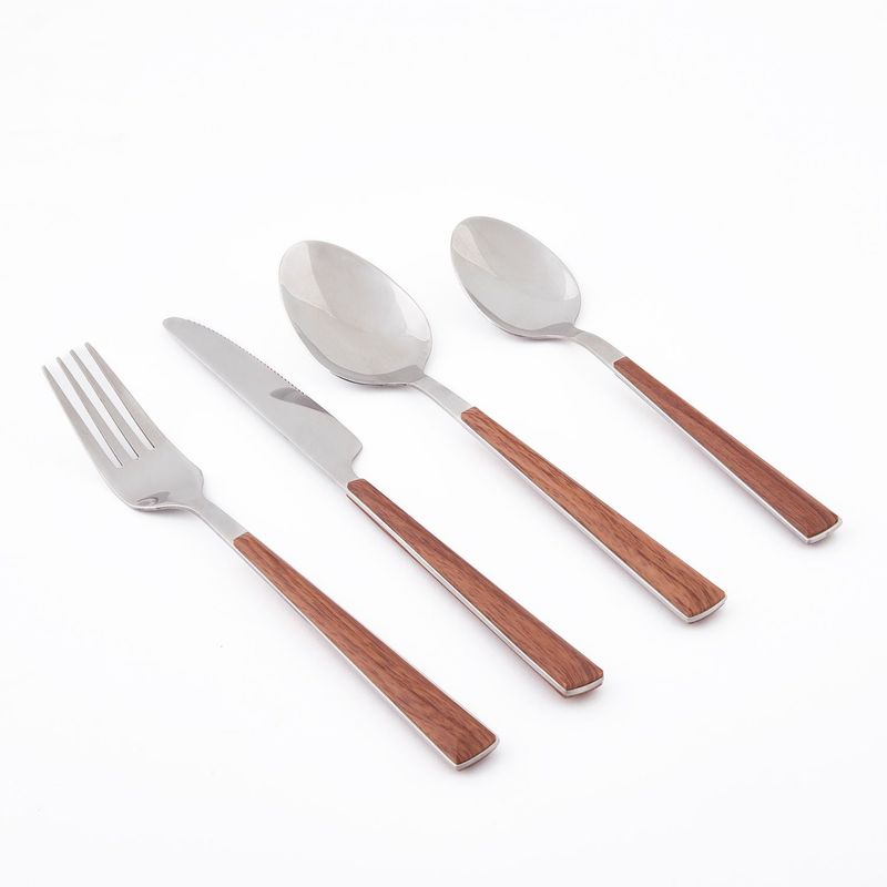 Set de Cubiertos Mango Efecto Madera x 4 piezas | Tottus Perú