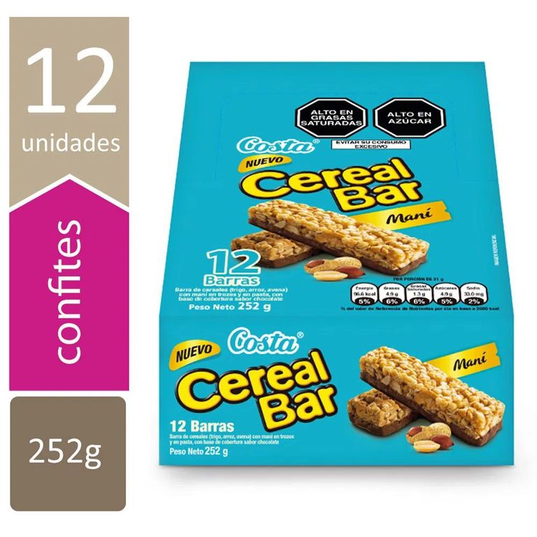Barra de Ceral Costa Cereal Bar Maní Caja 12 Und | Tottus Perú
