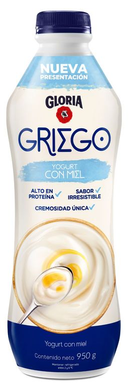 Yogurt Gloria Griego con Miel Botella 950 g | Tottus Perú