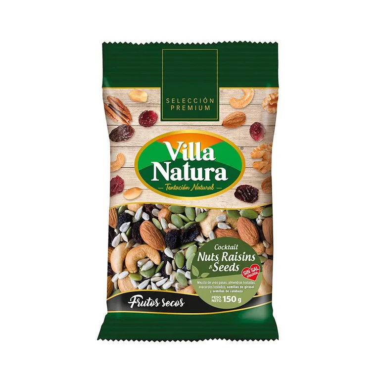 Snacks Villa Natura Cocktail Nuts Raisins Seeds Bolsa 150 g | Tottus Perú