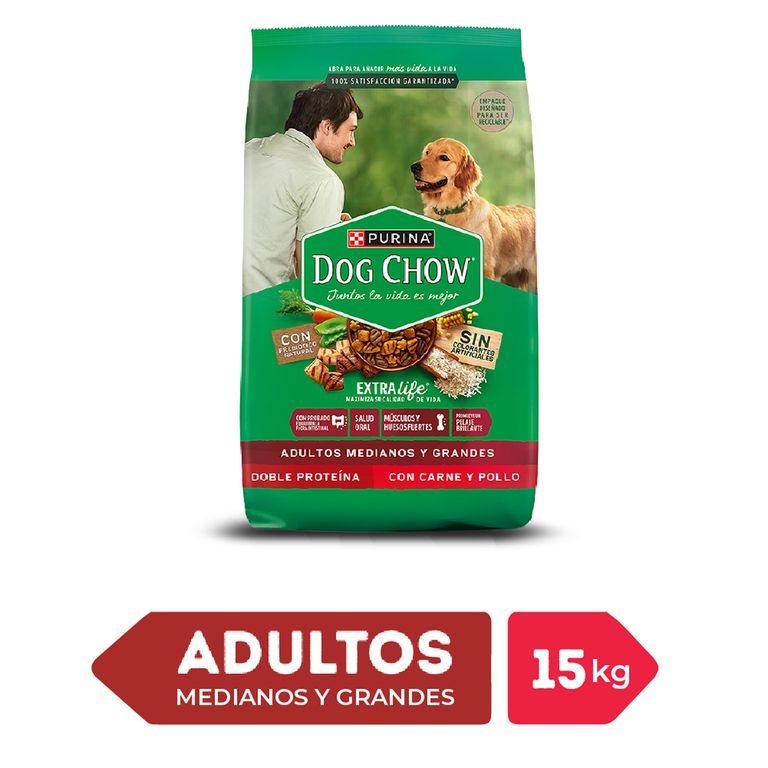 Alimento Seco Perros Adultos Grandes Dog Chow Carne Pollo Bolsa 15 Kg ...