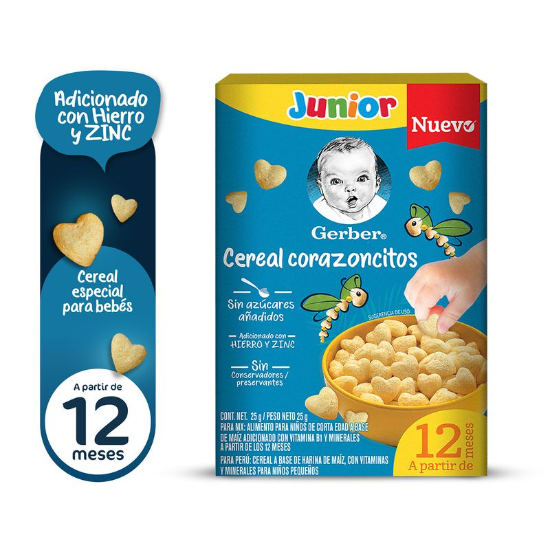 Cereal Gerber Junior Corazoncitos Caja 25 g | Tottus Perú