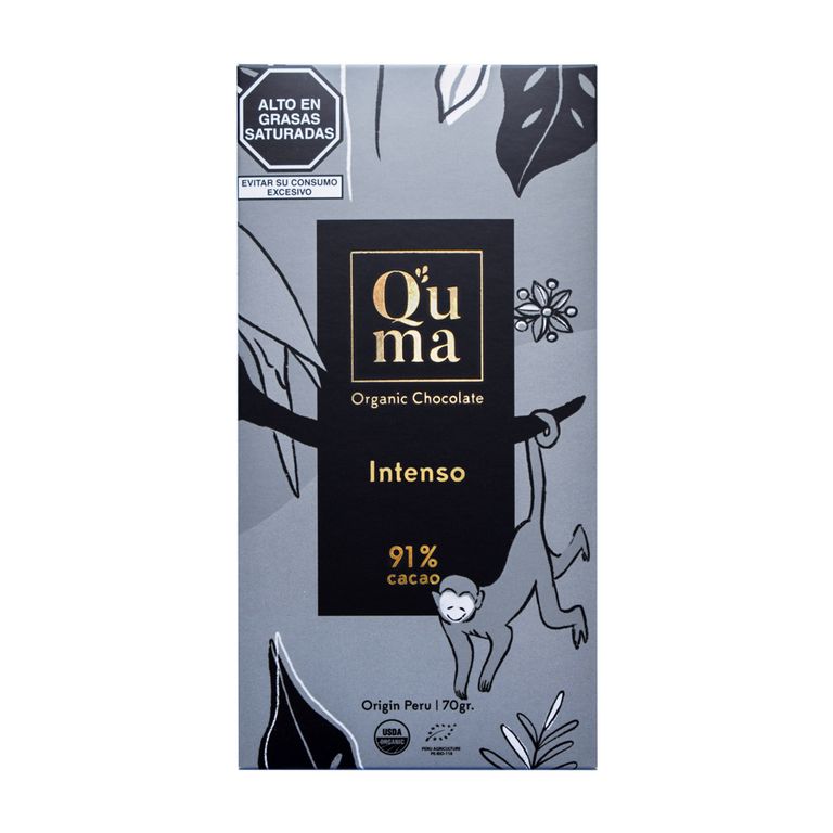 Chocolate Quma Intenso 91% Cacao Envase 70 g | Tottus Perú