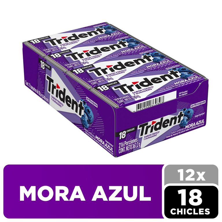 Chicle Trident Mora Azul Display 18 Und | Tottus Perú