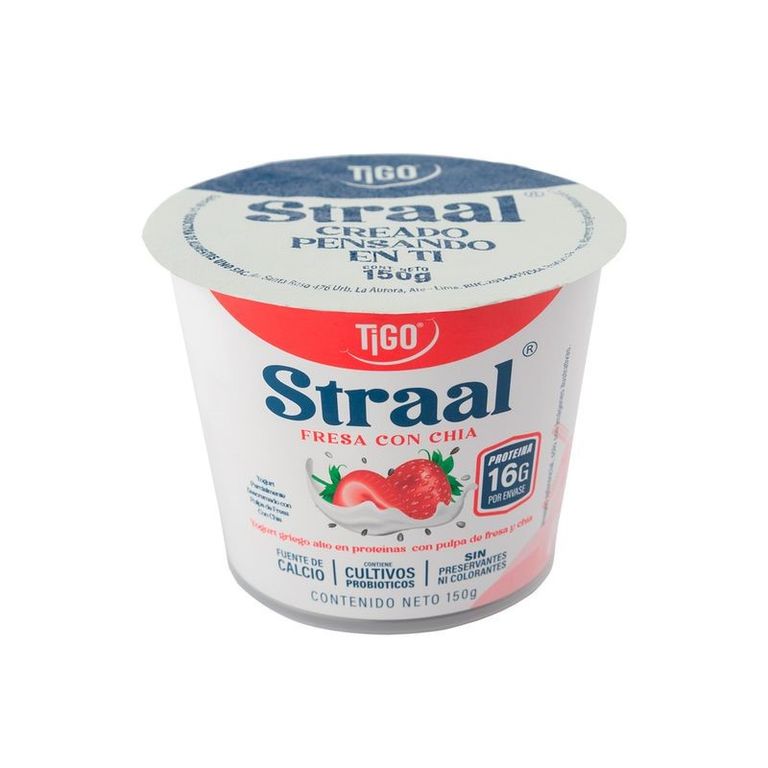 Yogurt Griego Tigo Straal Fresa con Chía Envase 150 g | Tottus Perú