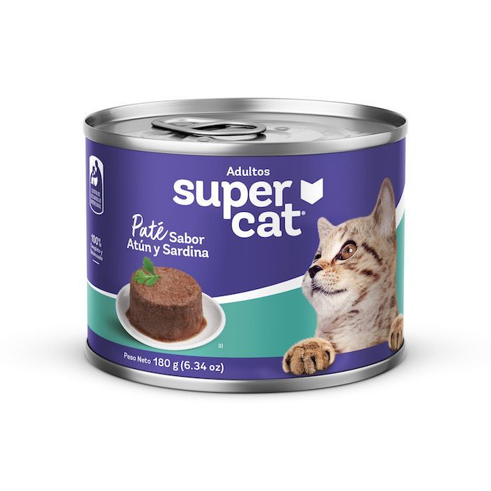 Paté Gatos Adultos Supercat Atún y Sardina Lata 180 g | Tottus Perú