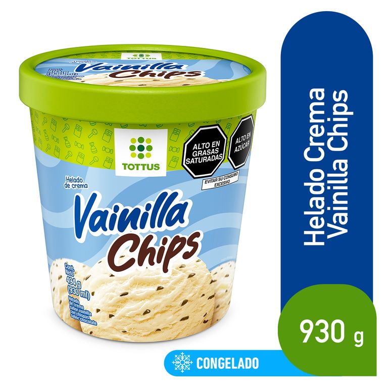 Helado de Crema Vainilla Chips Tottus Pote 930 mL | Tottus Perú
