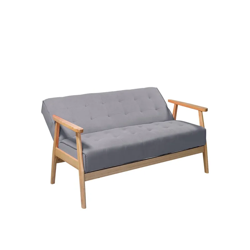 Sofa Cama Gris Con Brazos Madera | Tottus Perú
