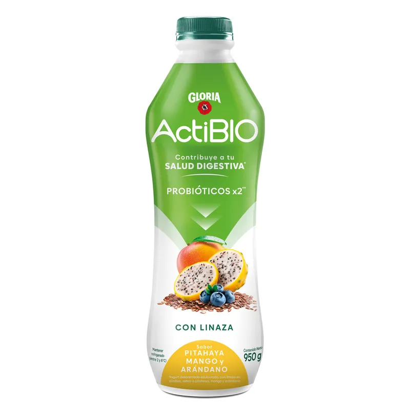 Yogurt Gloria Actibio Pitahaya Mango Arándano Botella 950 g | Tottus Perú