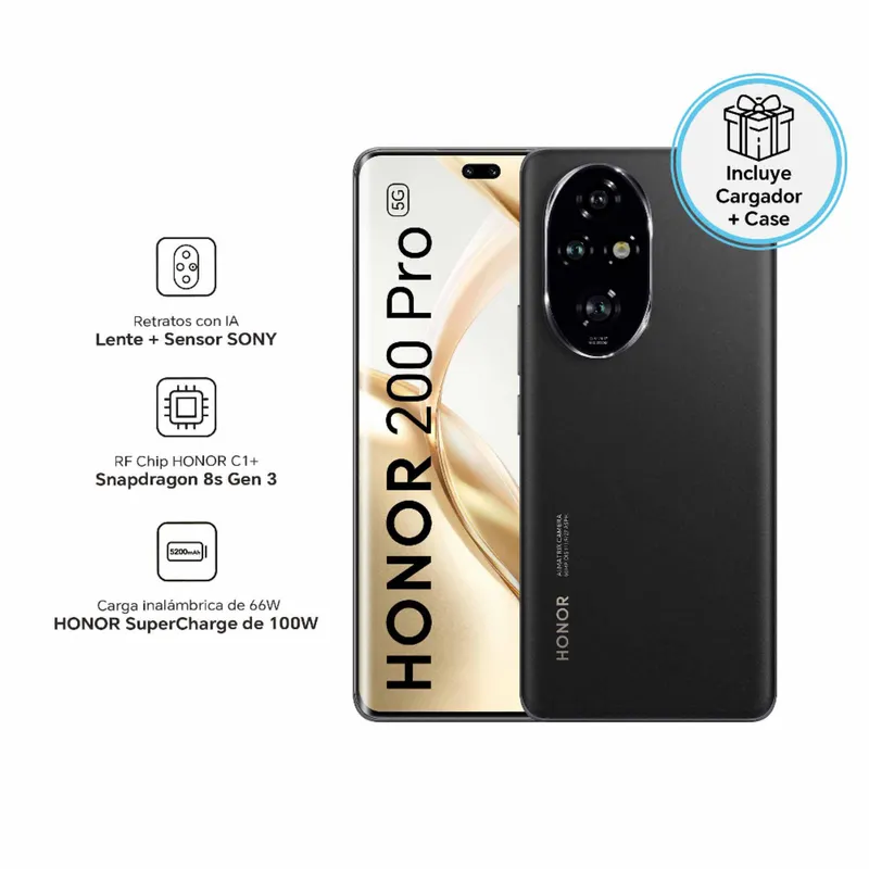 Smarphone Honor 200 Pro 12Gb 512Gb Black | Tottus Perú