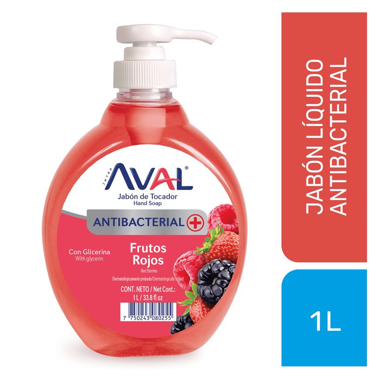 Jabón Líquido Aval Antibacterial Frutos Rojos Envase 1 L | Tottus Perú