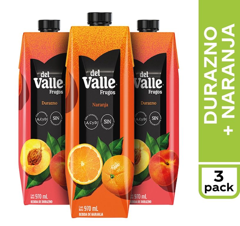 Frugos del Valle Durazno 970 mL Pack 2 Und + Naranja 970 mL | Tottus Perú
