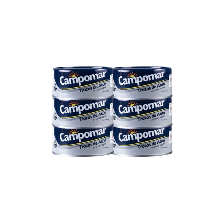 Trozos de Atún Campomar en Aceite Sixpack Lata 150 g | Tottus Perú