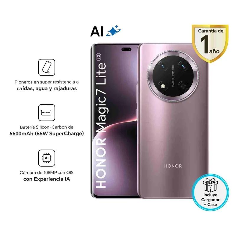 Smartphone Honor Magic 7 Lite 8Gb 512Gb Purple | Tottus Perú