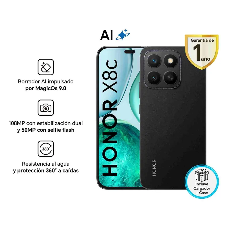 Smartphone Honor X8C 8Gb 256Gb Midnight Black | Tottus Perú
