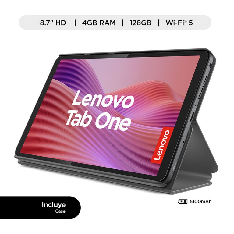 Lenovo Tab One 4GB + 128GB Wifi + Folio | Tottus Perú