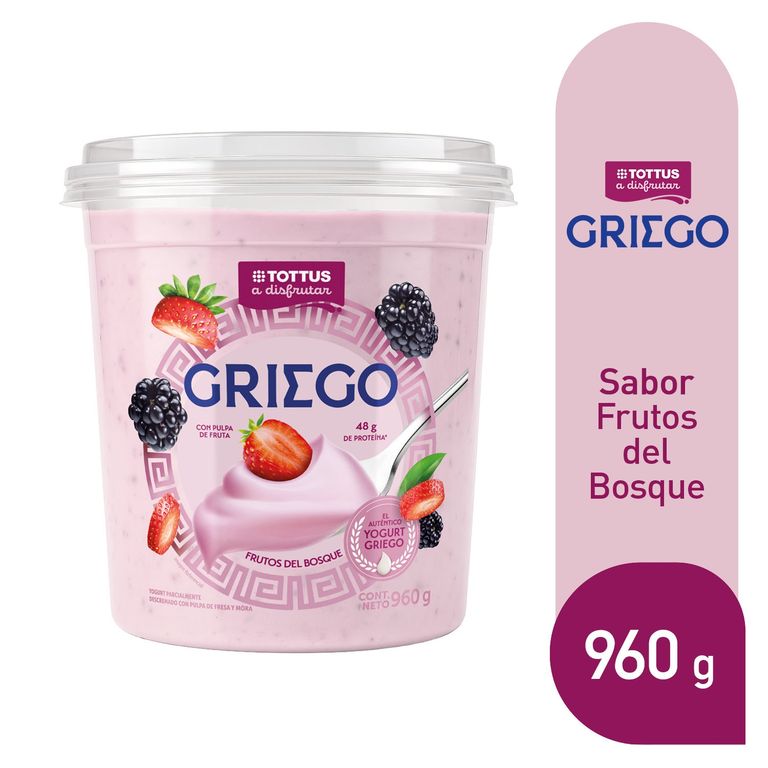 Yogurt Griego Tottus Frutos del Bosque Botella 960 g | Tottus Perú