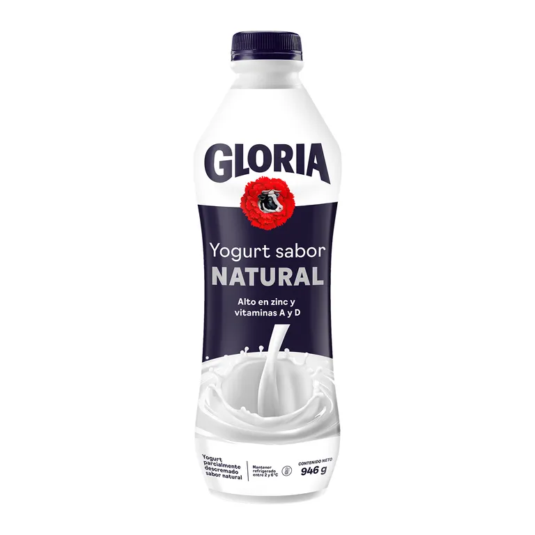 Yogurt Parcialmente Descremado Gloria Natural Botella 946 g | Tottus Perú