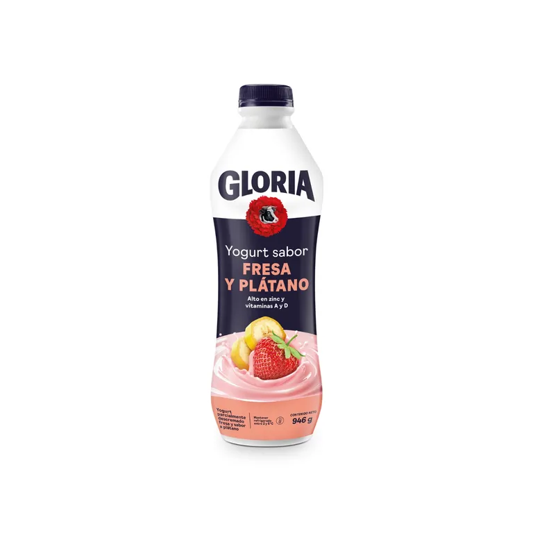Yogurt Gloria Fresa Plátano Botella 946 g | Tottus Perú