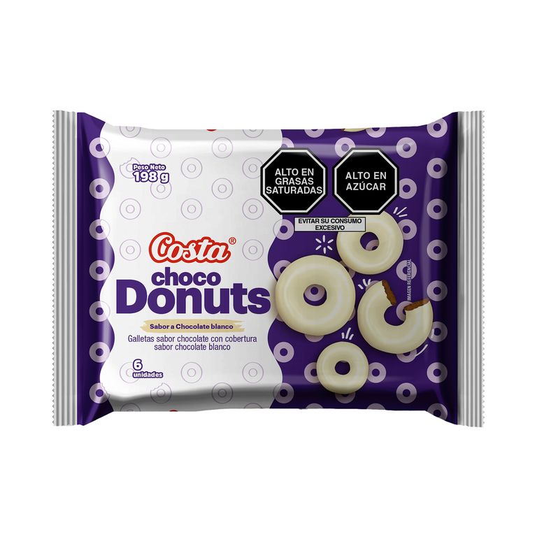 Galletas Chocodonuts Costa Chocolate Blanco Sixpack 198 g | Tottus Perú