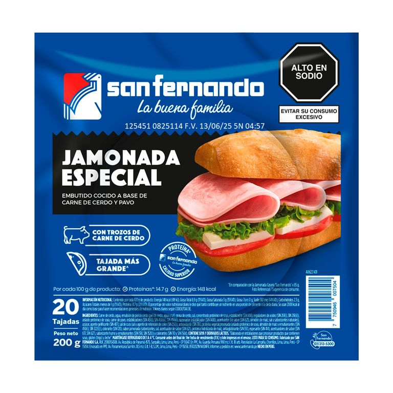 Jamonada Especial San Fernando Empaque 200 g | Tottus Perú